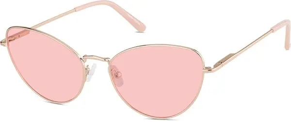 Zenni Cat-eye Sunglasses Full Rim Stainless Steel Frame - Rose Gold