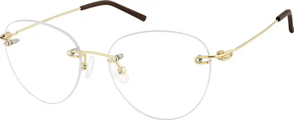 Zenni Lightweight Rimless Round Frame Eyeglasses - Gold