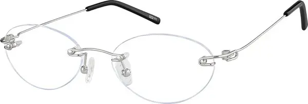 Zenni Lightweight Rimless Round Frame Eyeglasses - Silver
