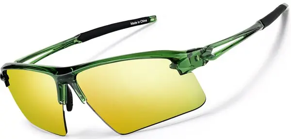 Zenni Sunglasses Half-rim Plastic Frame - Green With Gold Mirror