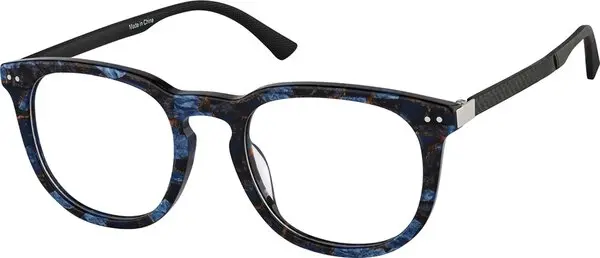 Zenni Square Full Rim Eyeglasses With Carbon Fiber - Blue