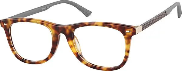 Zenni Square Eyeglasses Carbon Fiber Full Rim Frame - Tortoiseshell