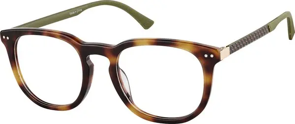 Zenni Square Full Rim Eyeglasses With Carbon Fiber - Tortoiseshell
