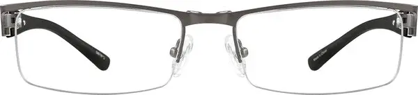 Zenni Rectangle Half Rim Glasses With Snap-on Sunlens - Gray