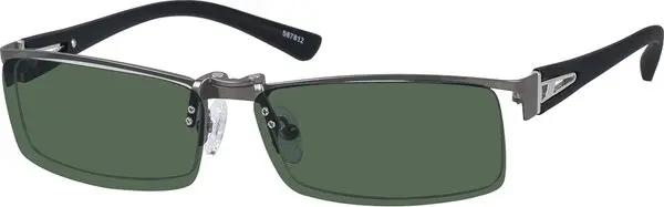 Zenni Rectangle Half Rim Glasses With Snap-on Sunlens - Gray
