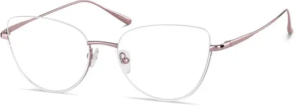 Zenni Cat-eye Stainless Steel Half Rim Eyeglasses - Pink