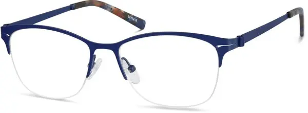 Zenni Rectangle Stainless Steel Half-rim Eyeglasses - Navy