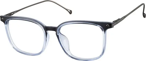 Zenni Square Eyeglasses Universal Bridge Fit Full Rim Frame - Blue