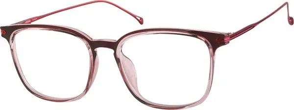Zenni Square Eyeglasses Universal Bridge Fit Full Rim Frame - Cranberry