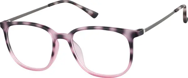 Zenni Square Eyeglasses Universal Bridge Fit Full Rim Frame - Flamingo
