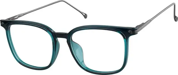 Zenni Square Eyeglasses Universal Bridge Fit Full Rim Frame - Green