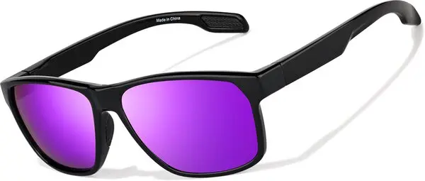 Zenni Aviator Sunglasses With Plastic Full Rim Frame - Black With Purple Mirror