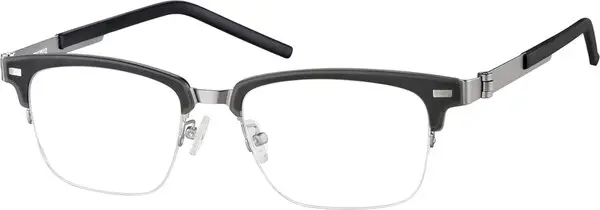 Zenni Classic Browline Mixed Frame Eyeglasses - Gray