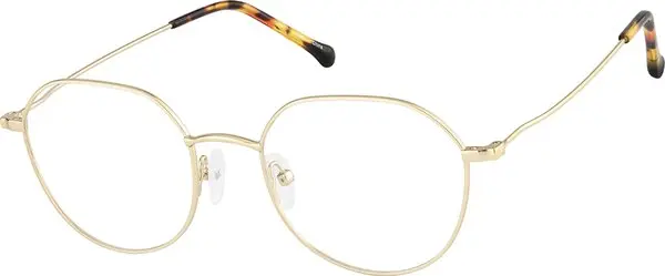 Zenni Geometric Full Rim Metal Frame Glasses - Gold