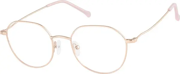 Zenni Geometric Full Rim Metal Frame Glasses - Rose Gold