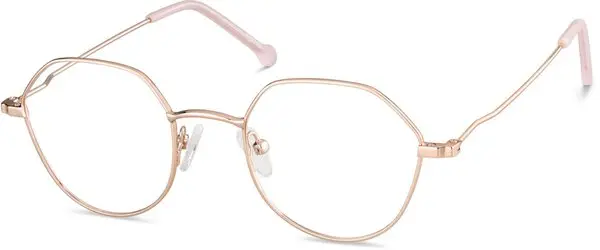 Zenni Geometric Full Rim Metal Frame Eyeglasses - Rose Gold