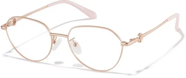 Zenni Geometric Full Rim Metal Frame Glasses - Rose Gold