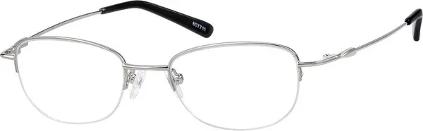 Zenni Lightweight Half-rim Flex Titanium Oval Eyeglasses - Silver