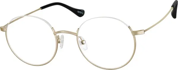 Zenni Minimalist Round Half Rim Eyeglasses Metal Frame - Gold