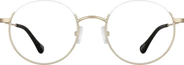 Zenni Minimalist Round Half Rim Eyeglasses Metal Frame - Gold