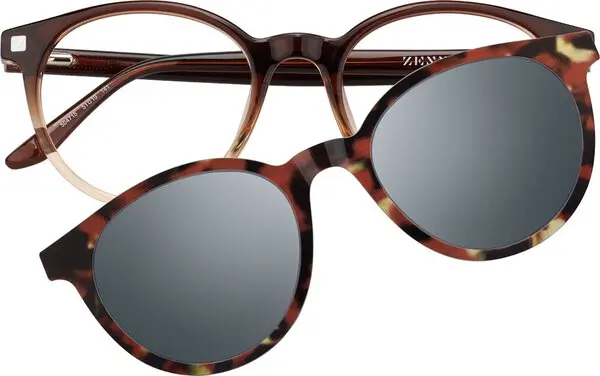 Zenni Round Frame With Snap-on Sunlens - Brown