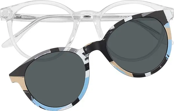 Zenni Round Frame With Snap-on Sunlens - Clear