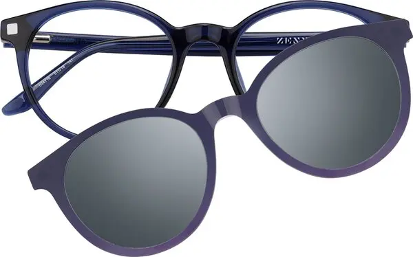 Zenni Round Frame With Snap-on Sunlens - Navy