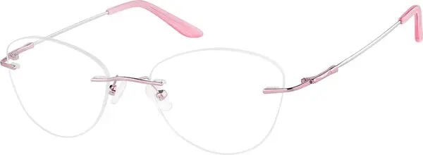 Zenni Rimless Cat-eye Flex Titanium Eyeglasses - Pink