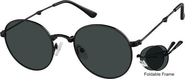 Zenni Round Full Rim Sunglasses Stainless Frame - Black