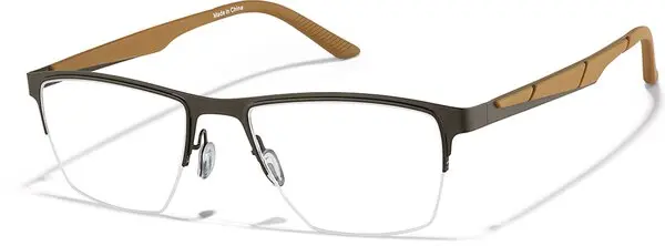 Zenni Half-rim Stainless Steel Rectangle Eyeglasses - Brown
