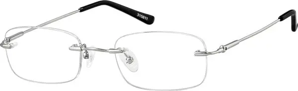 Zenni Lightweight Oval Rimless Titanium Eyeglasses - Silver