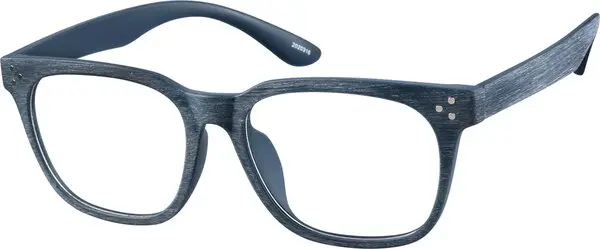 Zenni Square Prescription Glasses Universal Bridge Fit Woodgrain Plastic Full Rim Frame
