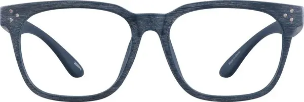Zenni Square Prescription Glasses Universal Bridge Fit Woodgrain Plastic Full Rim Frame