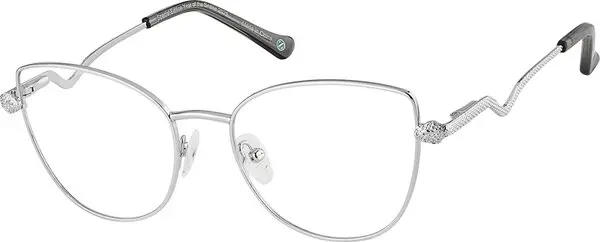 Zenni Cat-eye Full Rim Stainless Steel Frame Glasses - Silver