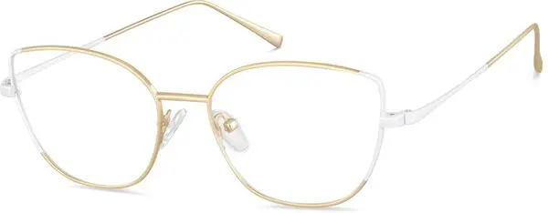 Zenni Cat-eye Full Rim Stainless Steel Frame Glasses - White/gold