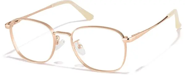 Zenni Metal Full Rim Square Frame Eyeglasses - Rose Gold