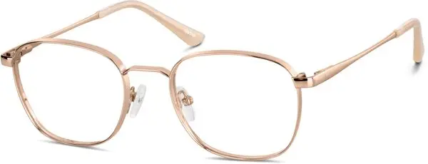 Zenni Metal Full Rim Square Frame Eyeglasses - Rose Gold