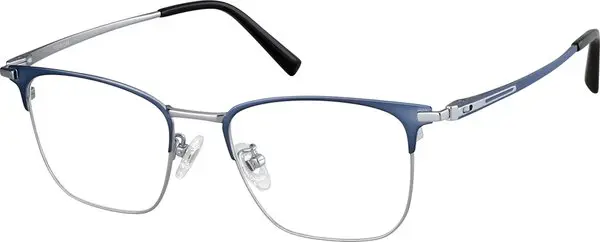 Zenni Browline Glasses With Titanium Full Rim Frame - Blue