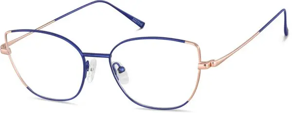 Zenni Vintage Cat-eye Glasses Full Rim Frame - Blue/rose Gold