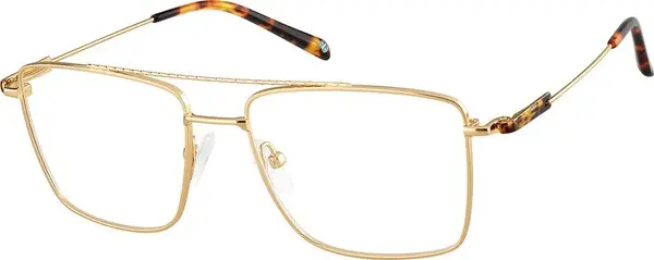 Zenni Aviator Eyeglasses Titanium Full Rim Frame - Gold