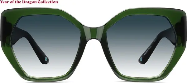 Zenni Geometric Sunglasses With Floral Detail - Green