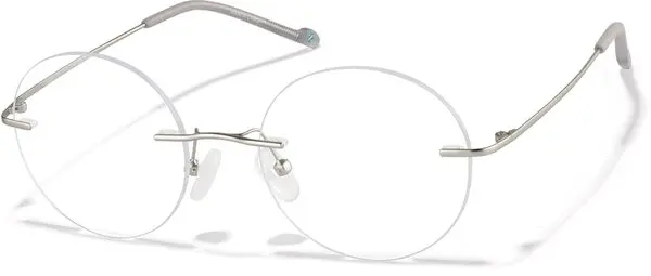 Zenni Round Half Rim Stainless Steel Frame - Silver