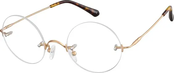 Zenni Round Rimless Titanium Frame Eyeglasses - Gold