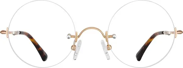 Zenni Round Rimless Titanium Frame Eyeglasses - Gold