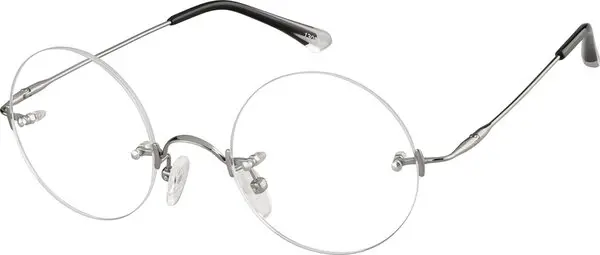 Zenni Round Rimless Titanium Frame Eyeglasses - Silver