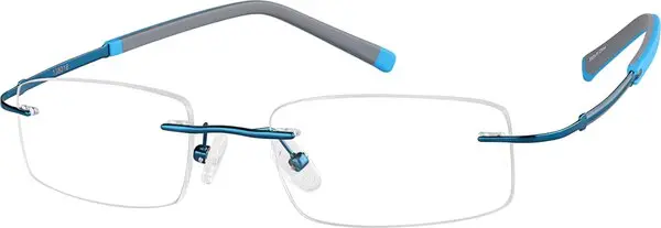 Zenni Geometric Rimless Titanium Frame - Blue