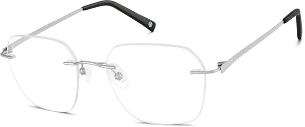 Zenni Geometric Rimless Titanium Frame - Silver