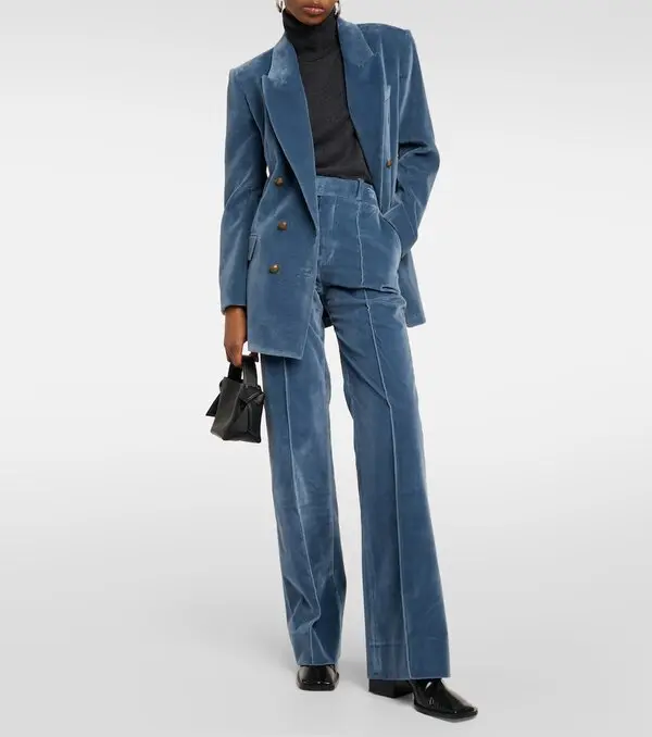 FRAME The Slim Stacked Velvet Trousers