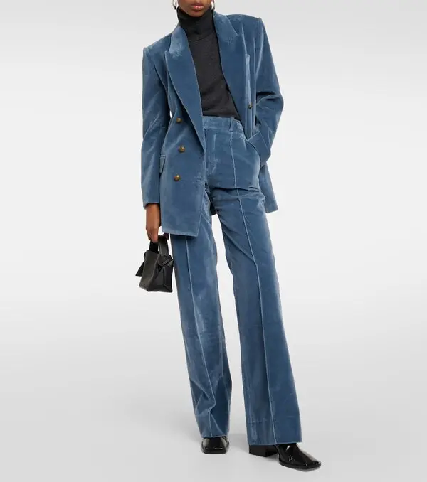 FRAME The Slim Stacked Velvet Trousers