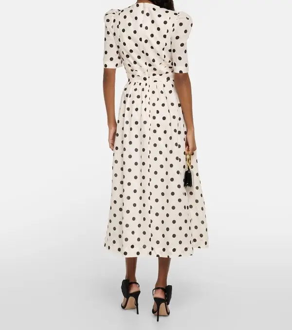 zimmermann polka dot dress Zimmermann Flutter Sleeve Belted Polka Dot Dress Teal Crepe Size 0 –  Celebrity Owned main image 0
